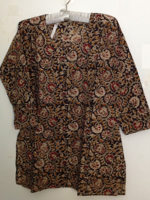 Bengali Kalamkari Print Black Cotton Indian Kurti/Tunic, INDIAN TUNIC ...